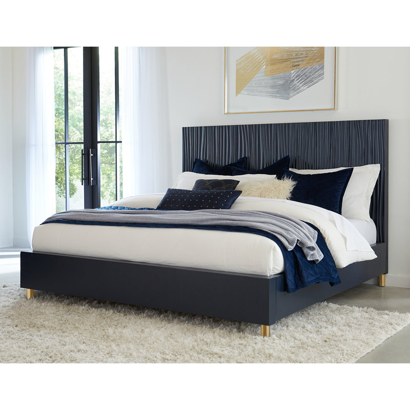 Navy blue wood bed frame store